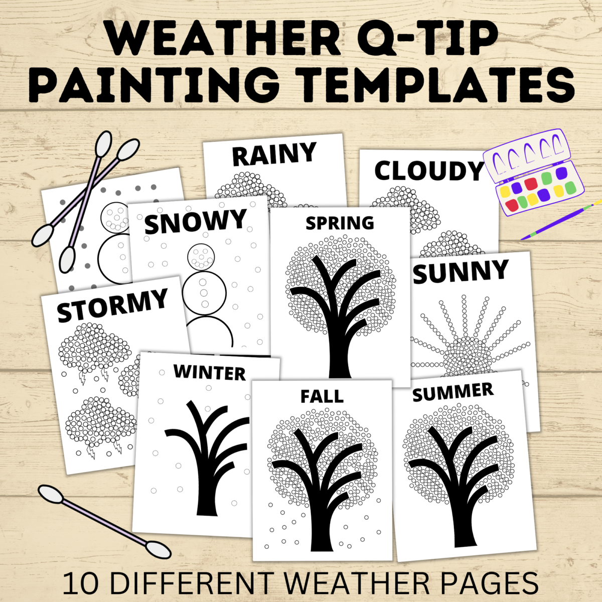 Q Tip Painting and Learning Activity for Toddlers with Free Printables