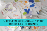 Q Tip Painting and Learning Activity for Toddlers with Free Printables