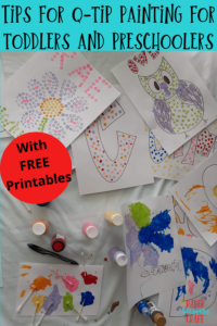 Q Tip Painting and Learning Activity for Toddlers with Free Printables