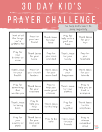 Prayer Chart Printable Including For Kids & a Monthly Calendar