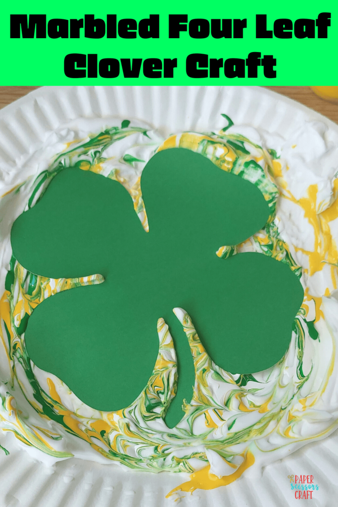 St. Patrick's Day Marbled Four Leaf Clover Craft for Kids