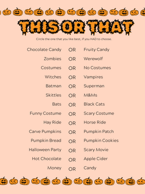Halloween This Or That Questions Game For Kids - Paper Scissors Craft