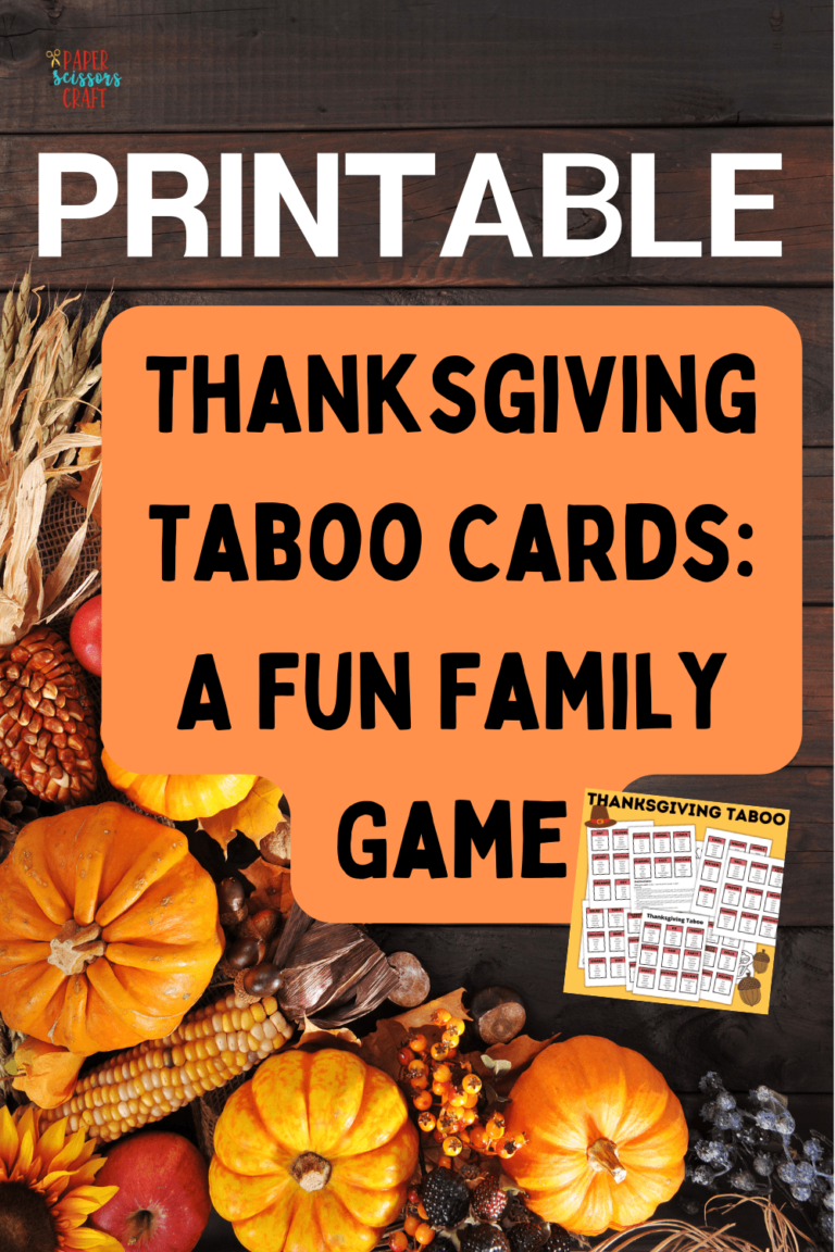 Printable Thanksgiving Taboo Cards: A Fun Family Game - Paper Scissors ...