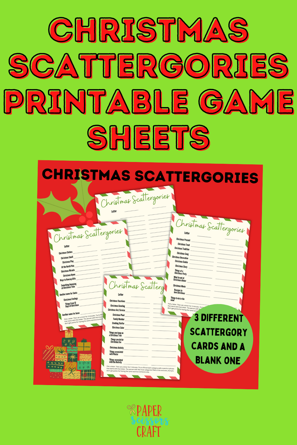 Christmas Scattergories Printable Game Sheets - Paper Scissors Craft