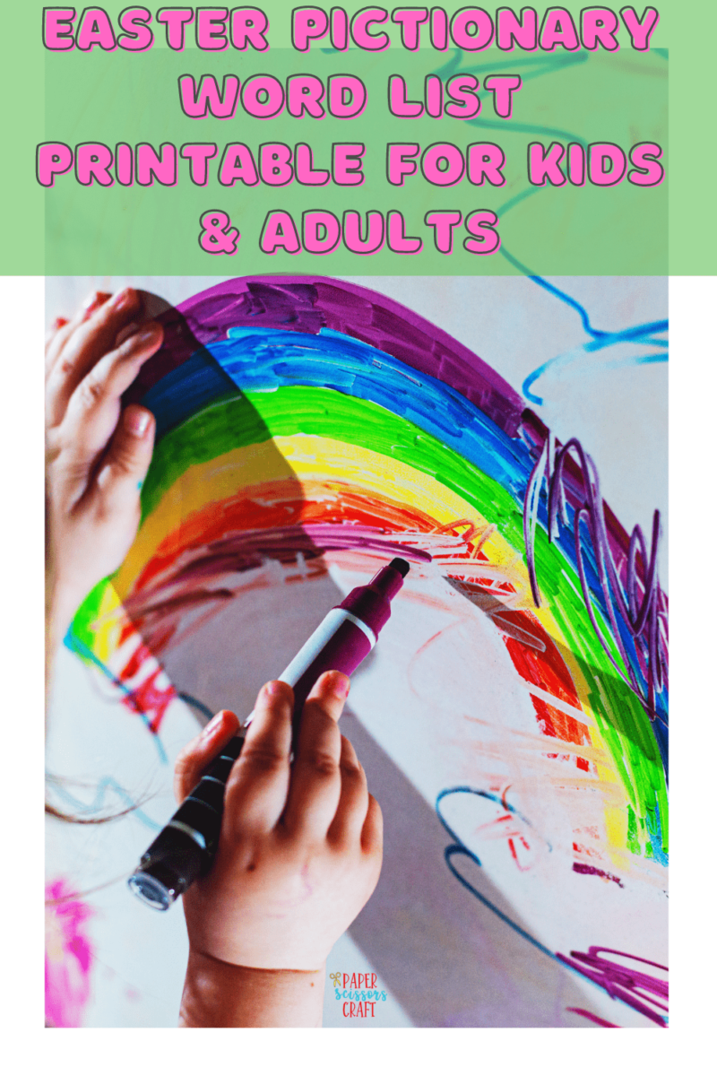 Easter Pictionary Word List Printable for Kids & Adults