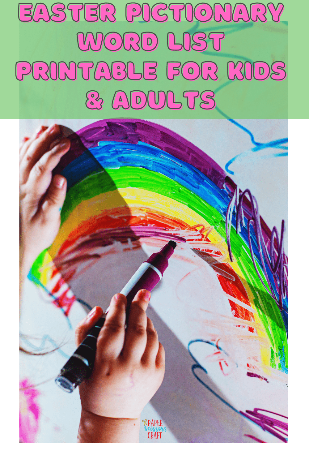 Easter Pictionary Word List Printable for Kids & Adults