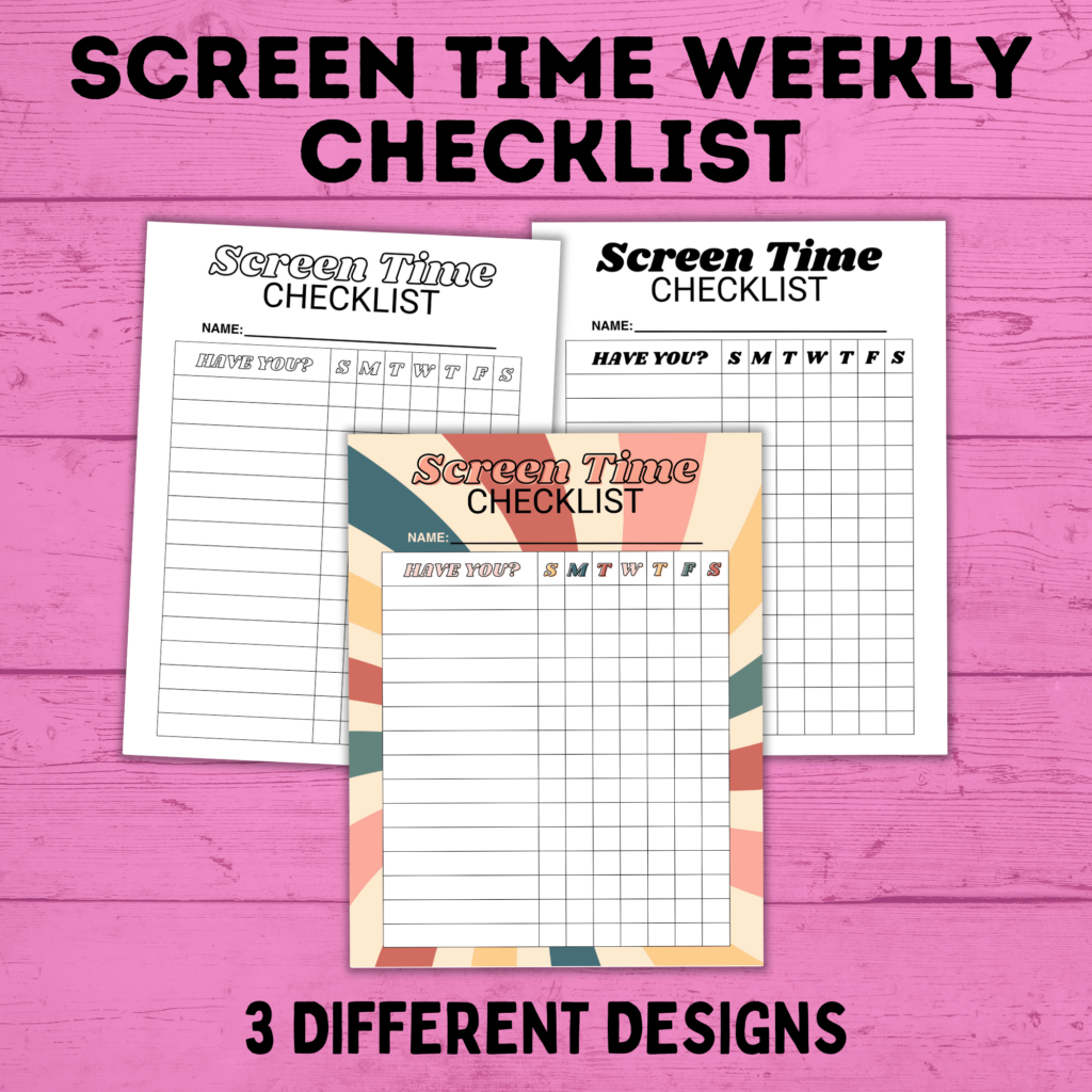 Earning Screen Time Reward Chore Chart (Free Printable PDF)
