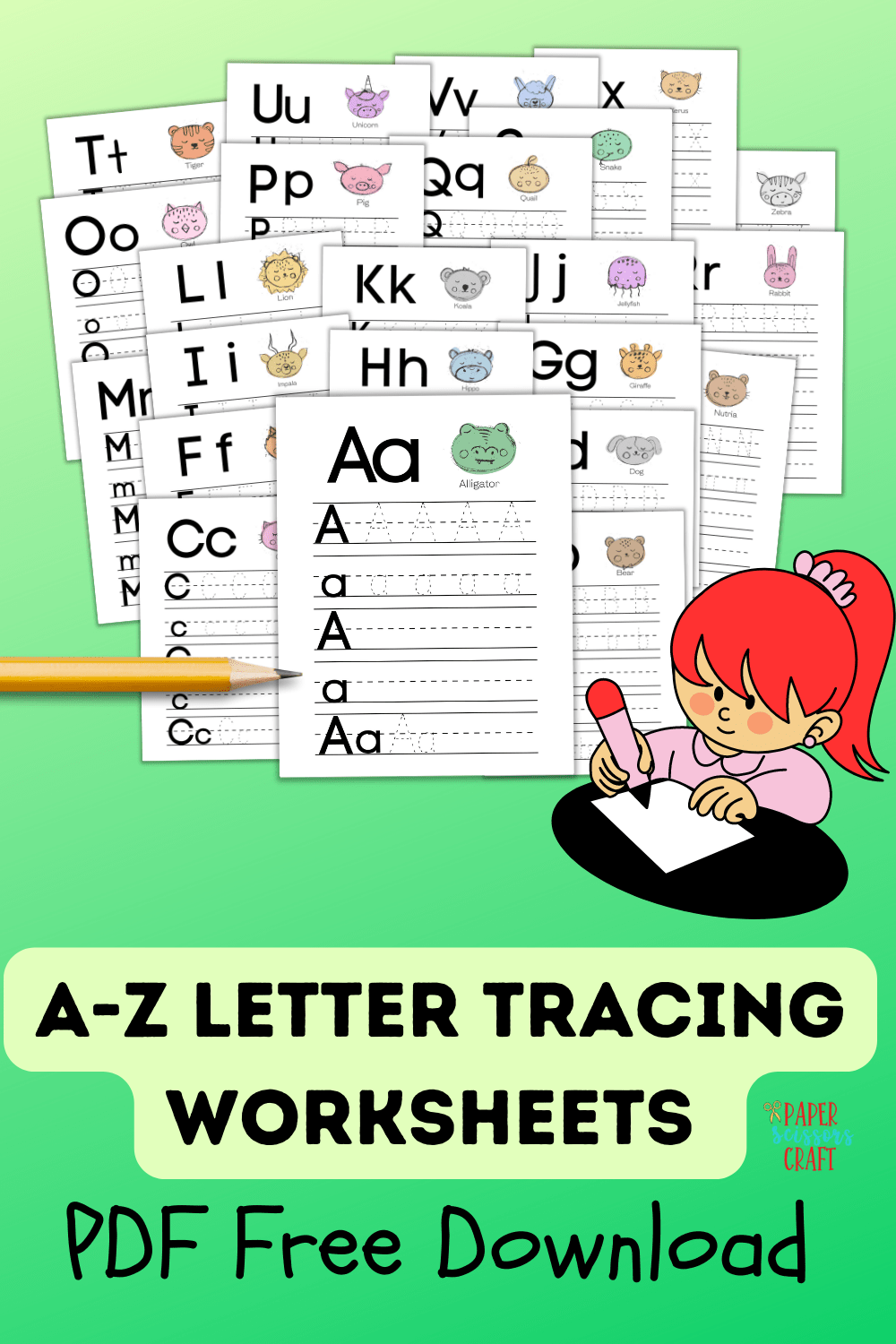 A-Z Letter Tracing Worksheets PDF Free Download