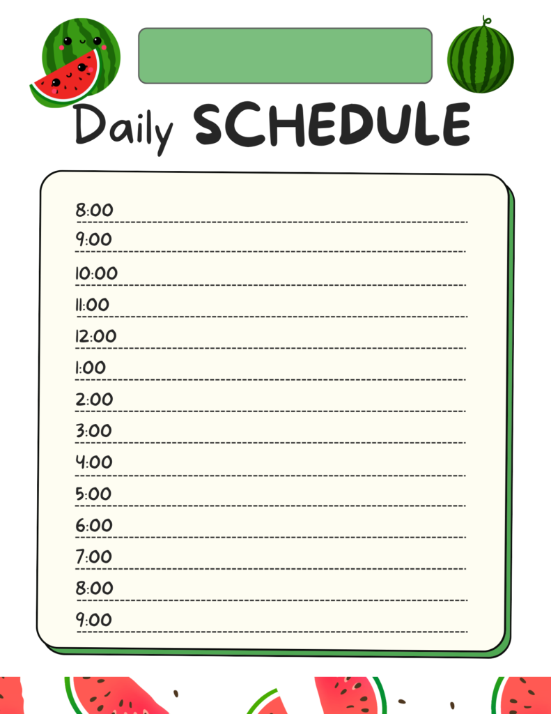 Free Printable Daily Summer Schedule for Kids Big & Small