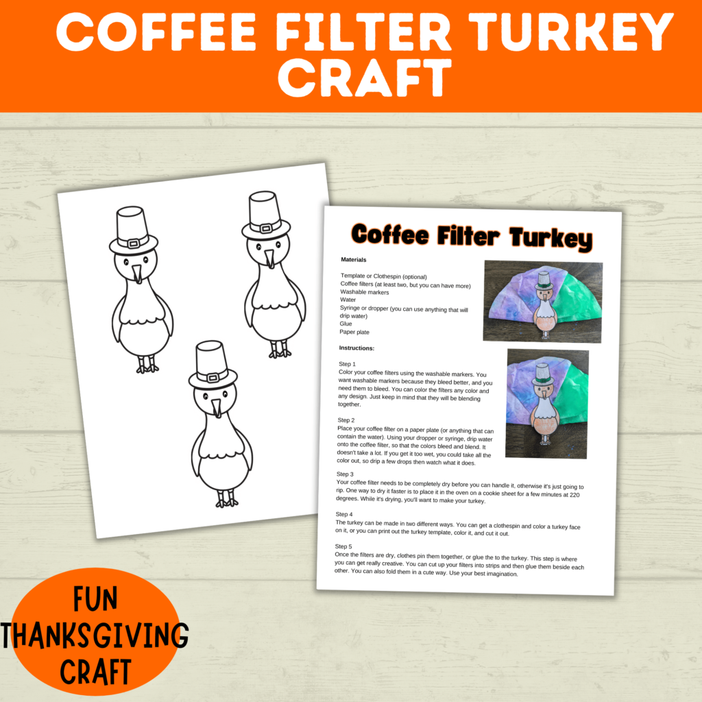 How To Make Coffee Filter Turkeys Craft (Free Template)