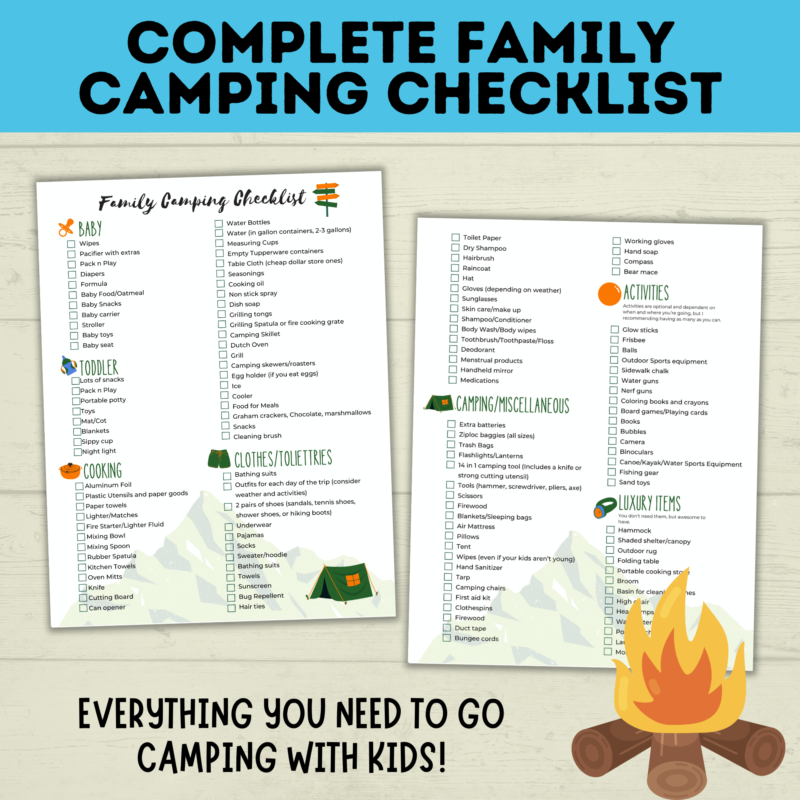 A Genius Camping with Kids Packing Checklist (Free Printable)