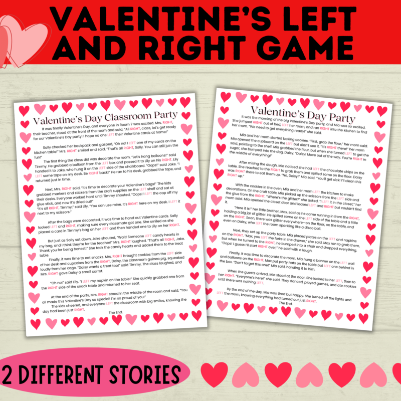 Valentine’s Day Left Right Story Game: Add Laughter to Love