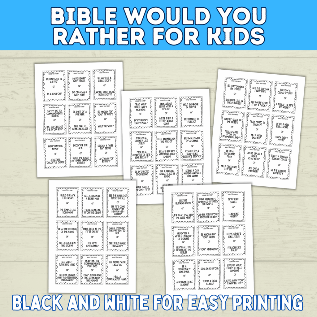 75 Silly and Spiritual “Would You Rather?” Questions for Kids – Bible ...