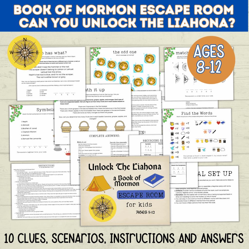 Book of Mormon Escape Room Printable for Kids and Youth - Paper ...