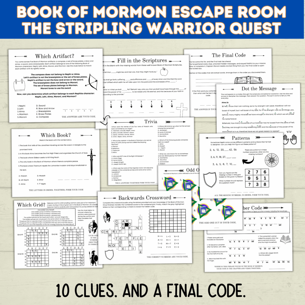 Book of Mormon Escape Room Printable for Kids and Youth - Paper ...