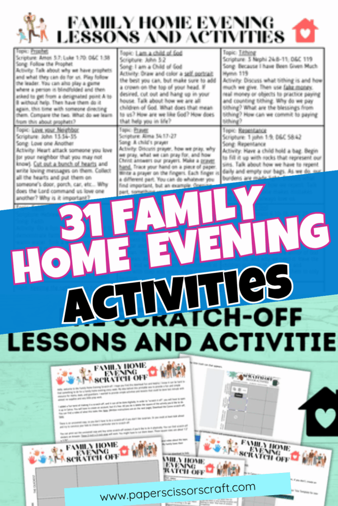 31 Simple and Easy Family Home Evening Ideas for Young Kids - Paper ...