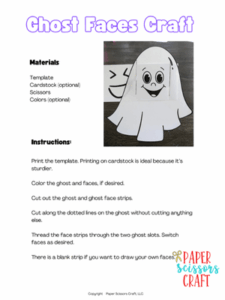 Changing Faces Ghost Craft for Kids with Template - Paper Scissors Craft