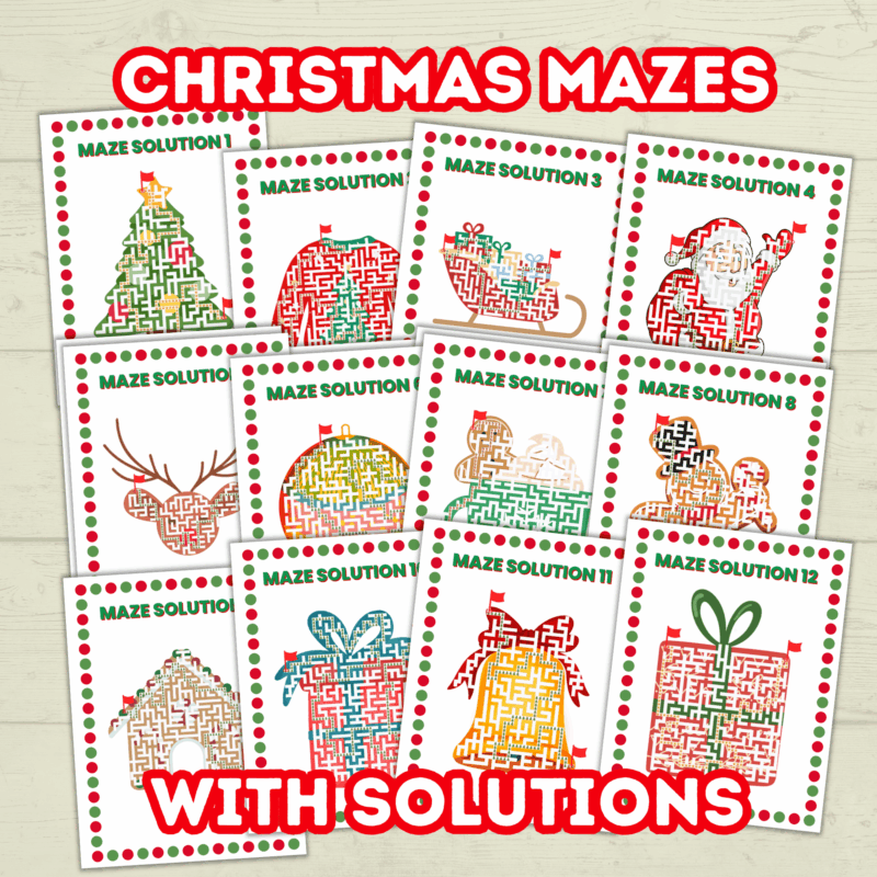 12 Free Christmas Mazes for Kids with Solutions Download Now - Paper ...