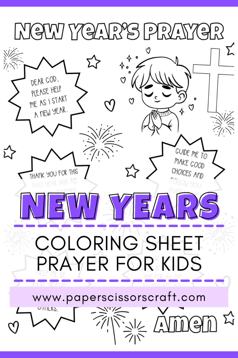 Happy New Year’s Prayer Coloring Page for Kids - Paper Scissors Craft